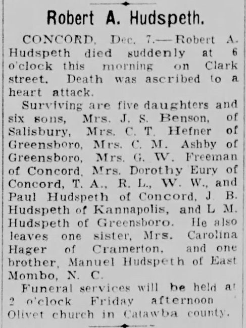 Documents: Robert A Hudspeth-Obit: The Reynolds Family