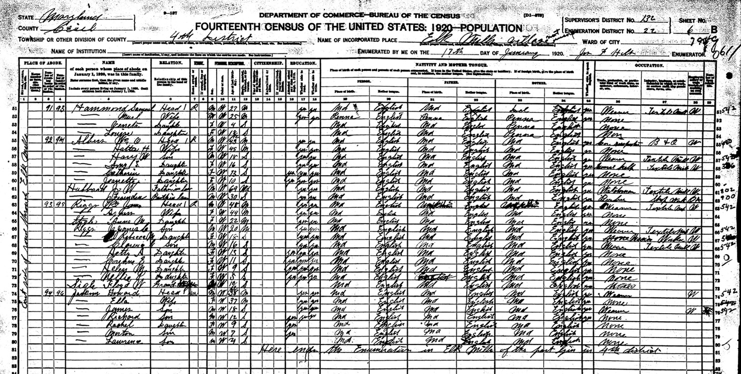 Documents: Richard Jackson-1920 Census: The Reynolds Family